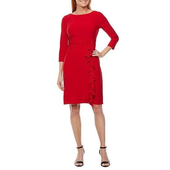 Jessica Howard | Dresses | Jessica Howard 34 Sleeve Sheath Dress Red 6 ...